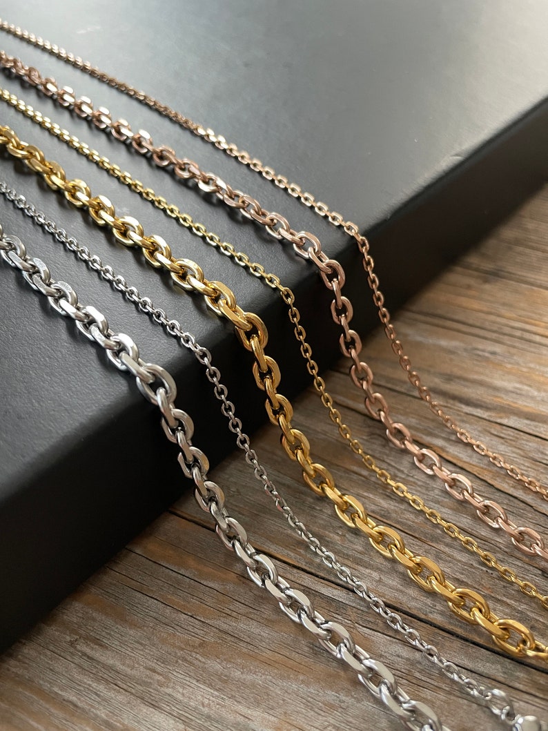 Stainless Steel Chain Link Necklaces Men Women Unisex 18k - Etsy