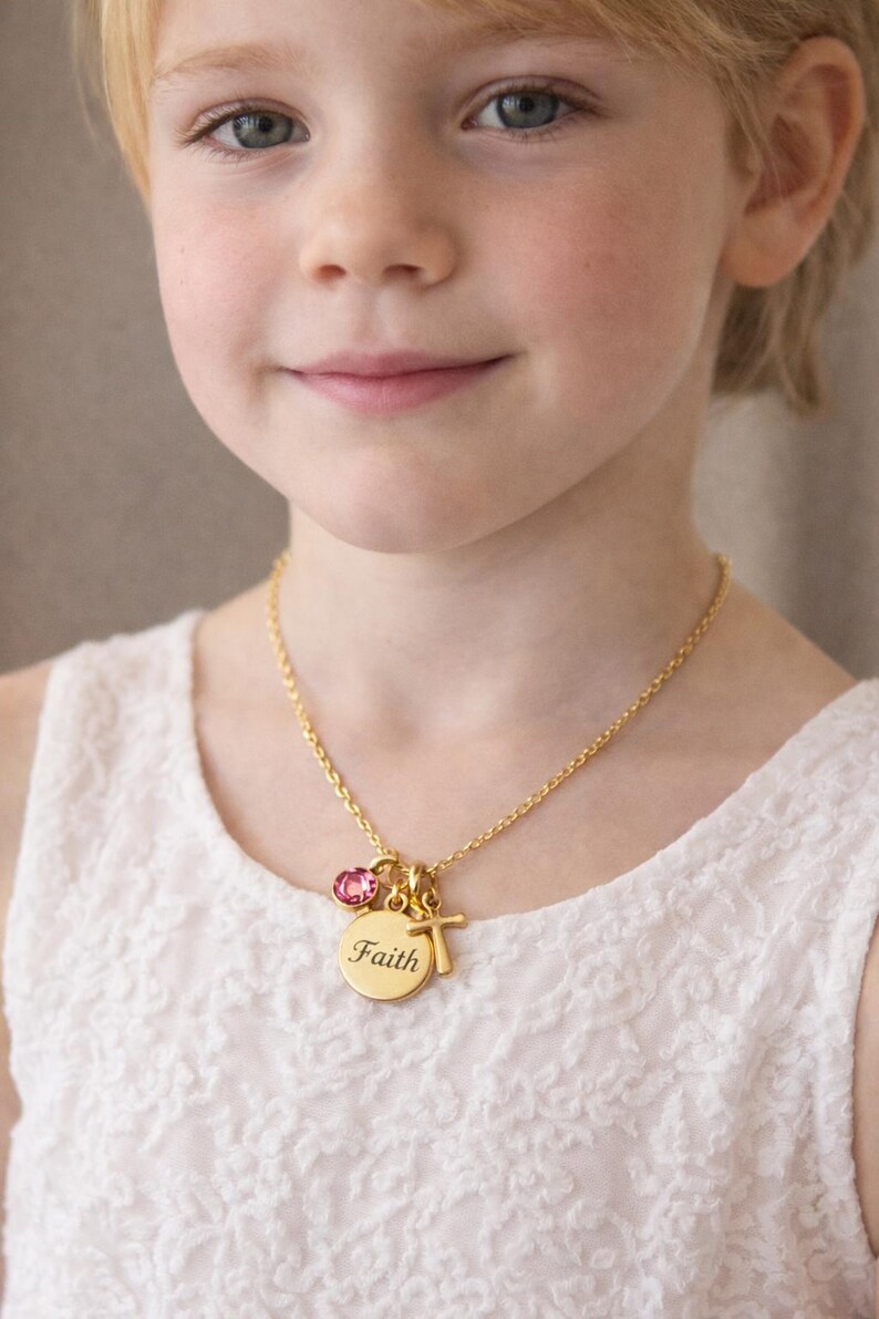 Personalized Baptism Necklace – Gold Cross, Engraved Religious Jewelry ...