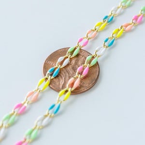Enamel Chains - Pastel 18k Gold Multi Color - Wholesale Bulk Chain on ...