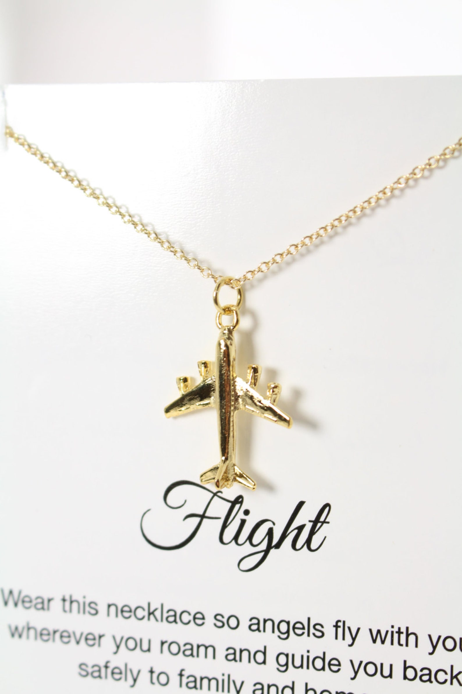 Airplane Necklace Gold Jewelry for Pilot Flight Attendant | Etsy