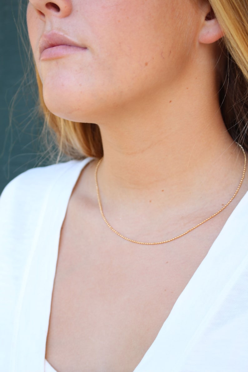 Gold Ball Chain Necklace - Dainty 1mm Bead Necklace - Etsy