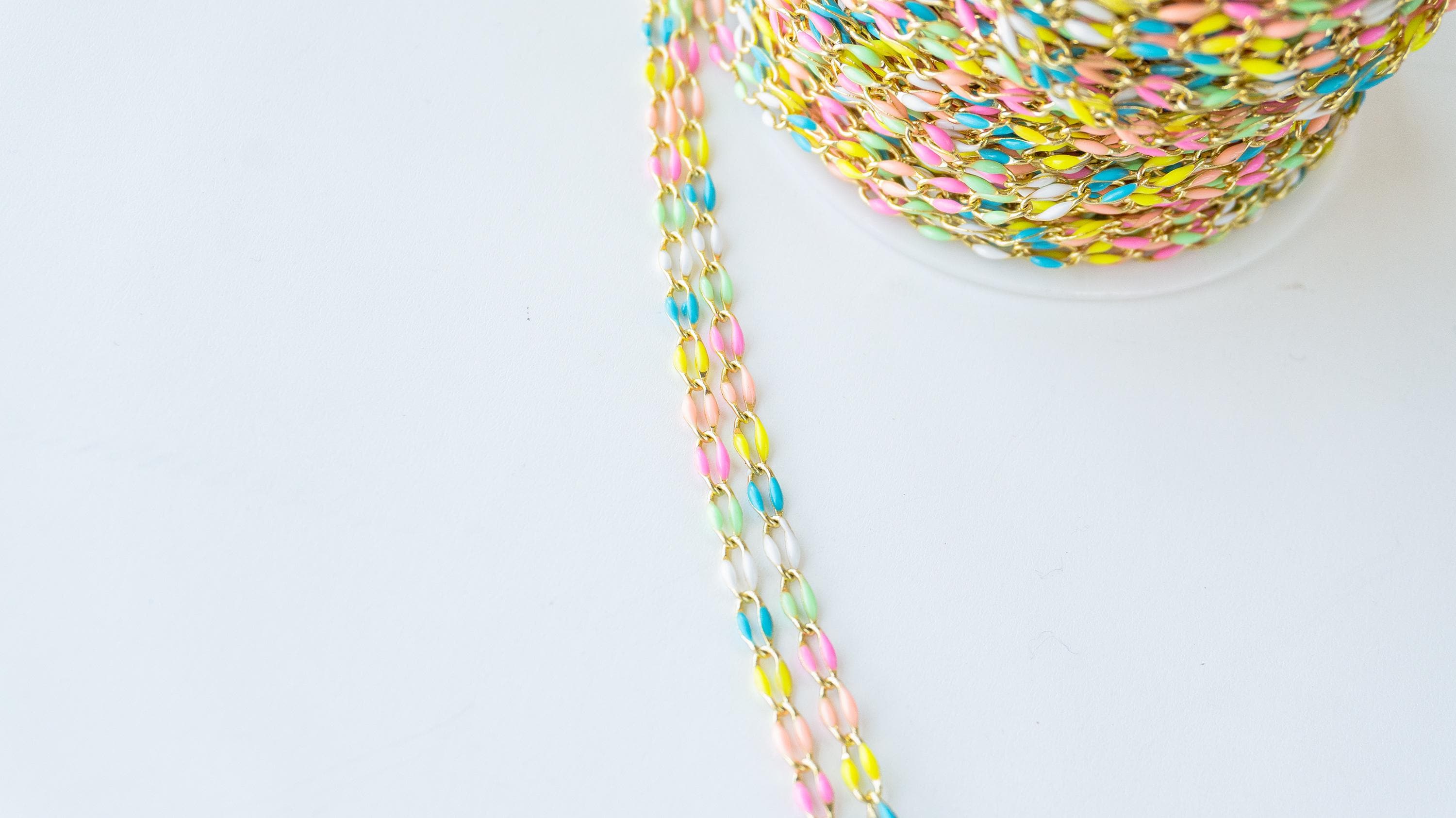 Enamel Chains - Pastel 18k Gold Multi Color - Wholesale Bulk Chain on ...