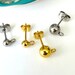 20 Earring Posts Round Ball Studs Post With Eyelet Gold Silver 316 ...