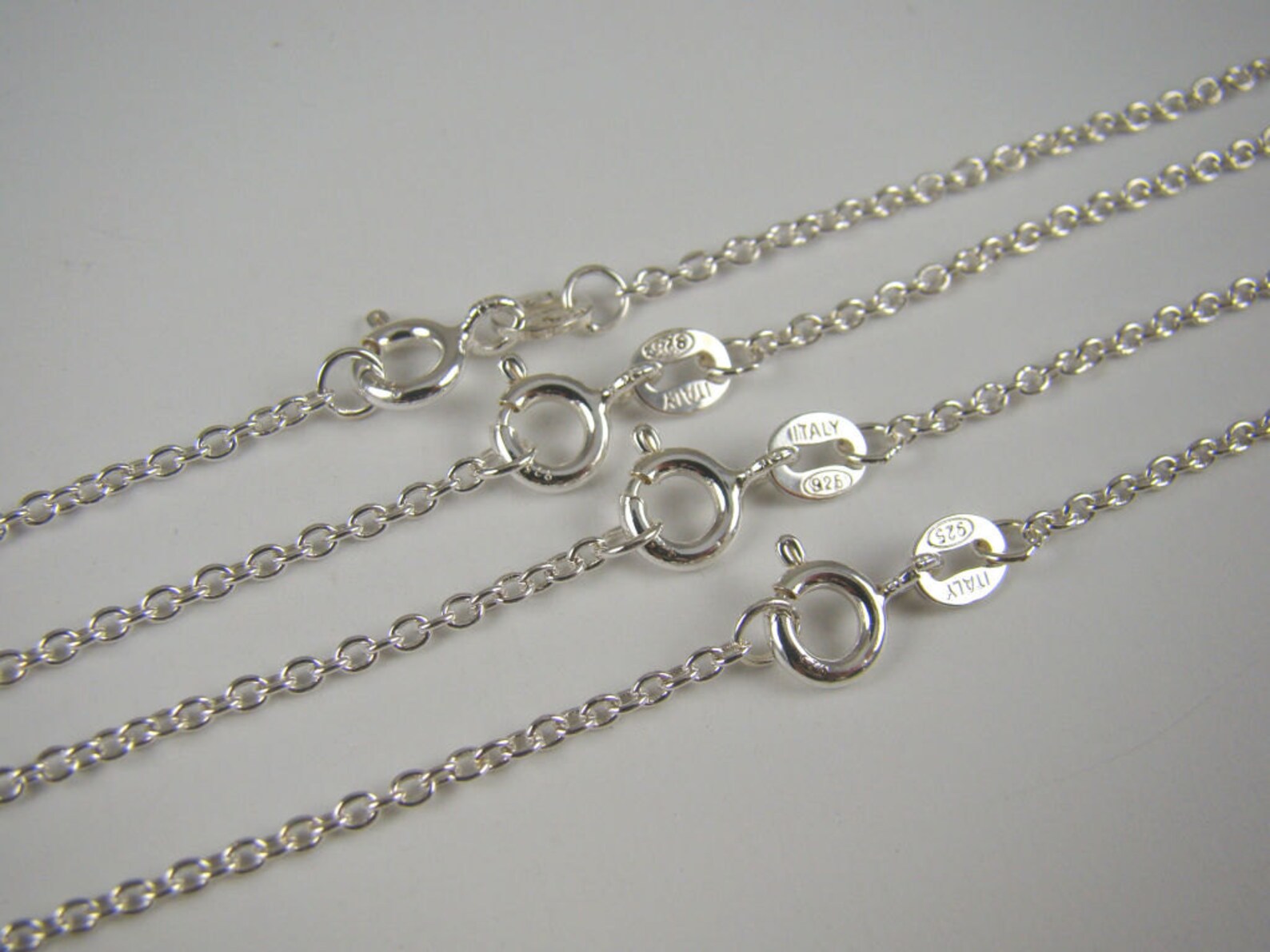 Solid 925 Sterling Silver Chain Link Necklace, Cable Chain Necklace ...