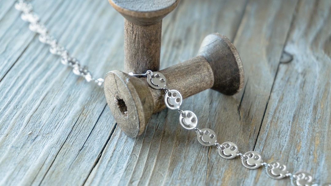 Permanent Jewelry Making Silver Smiley Face Chain - No Fade Tarnish ...