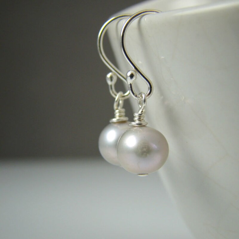 Silver Pearl Earrings - Etsy