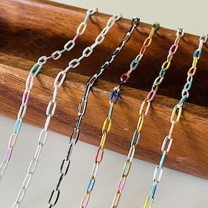 Enamel Paperclip Chain – Pastel & Primary Colors, Gold Rolo Chain Spool ...