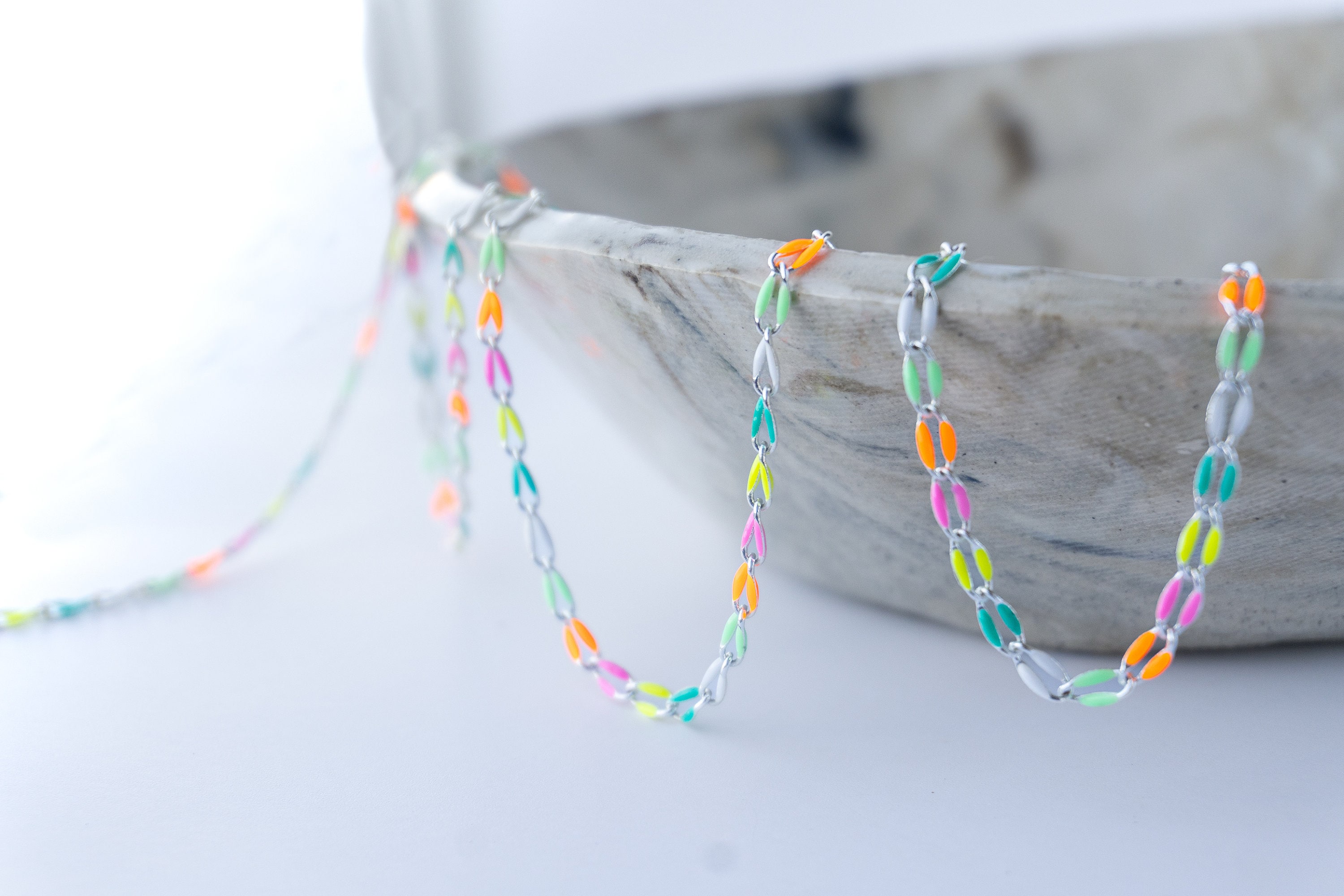 Enamel Chains Silver - Multi Color Neon Black White - Wholesale Bulk ...