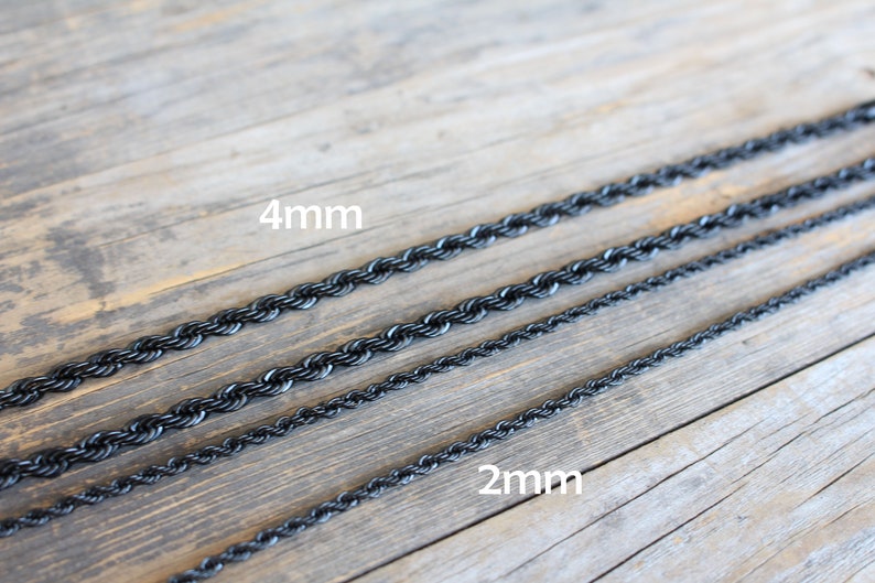 Black Rope Chain Necklace Stainless Steel 2mm 4mm for Men - Etsy