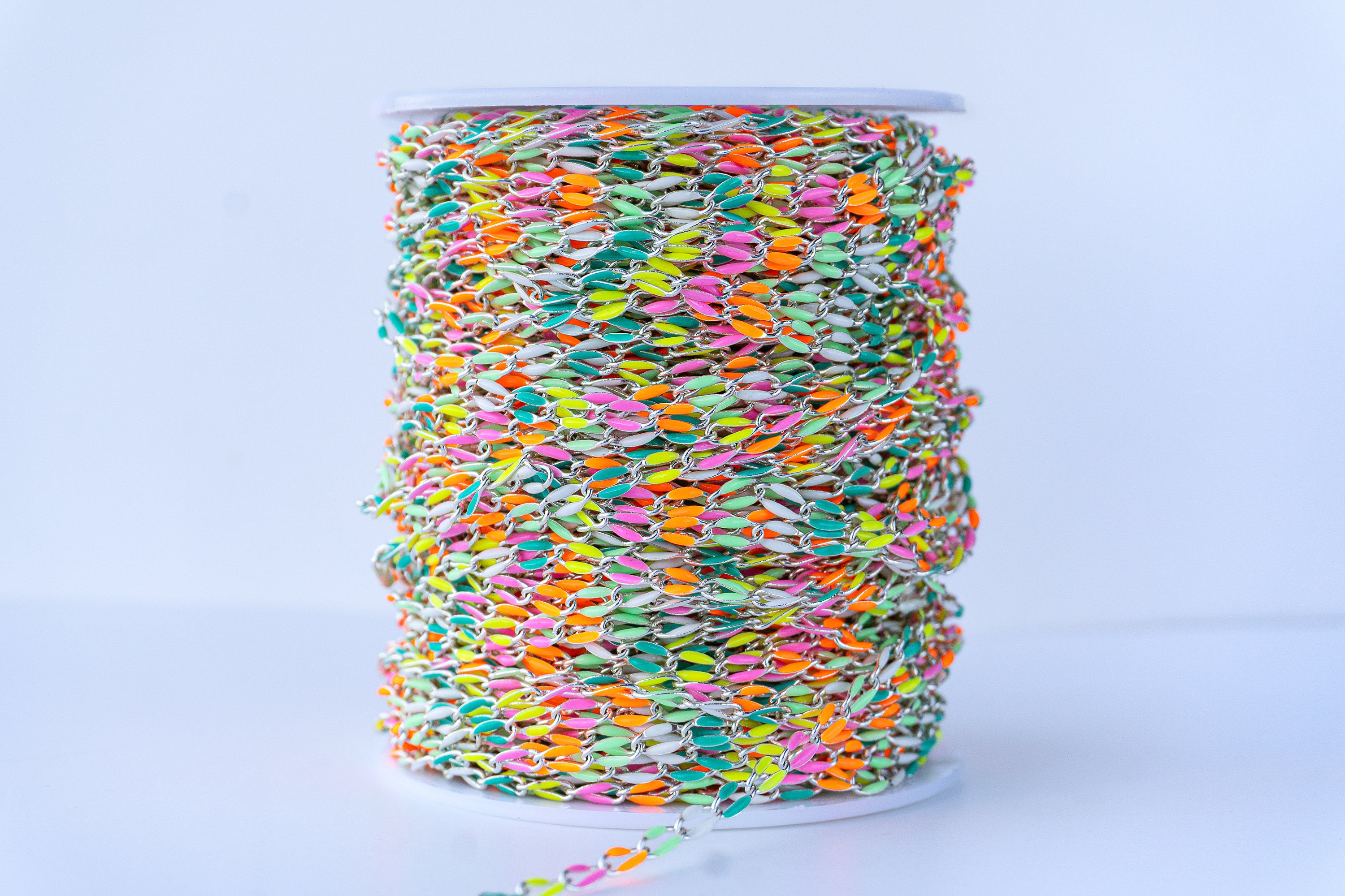 Enamel Chains Silver - Multi Color Neon Black White - Wholesale Bulk ...