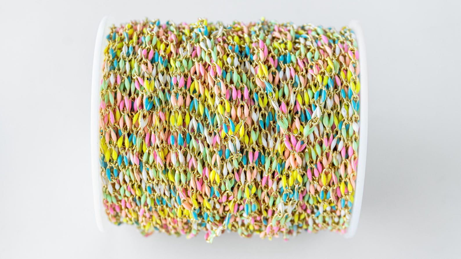 Enamel Chains - Pastel 18k Gold Multi Color - Wholesale Bulk Chain on ...