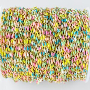 Enamel Chains - Pastel 18k Gold Multi Color - Wholesale Bulk Chain on ...