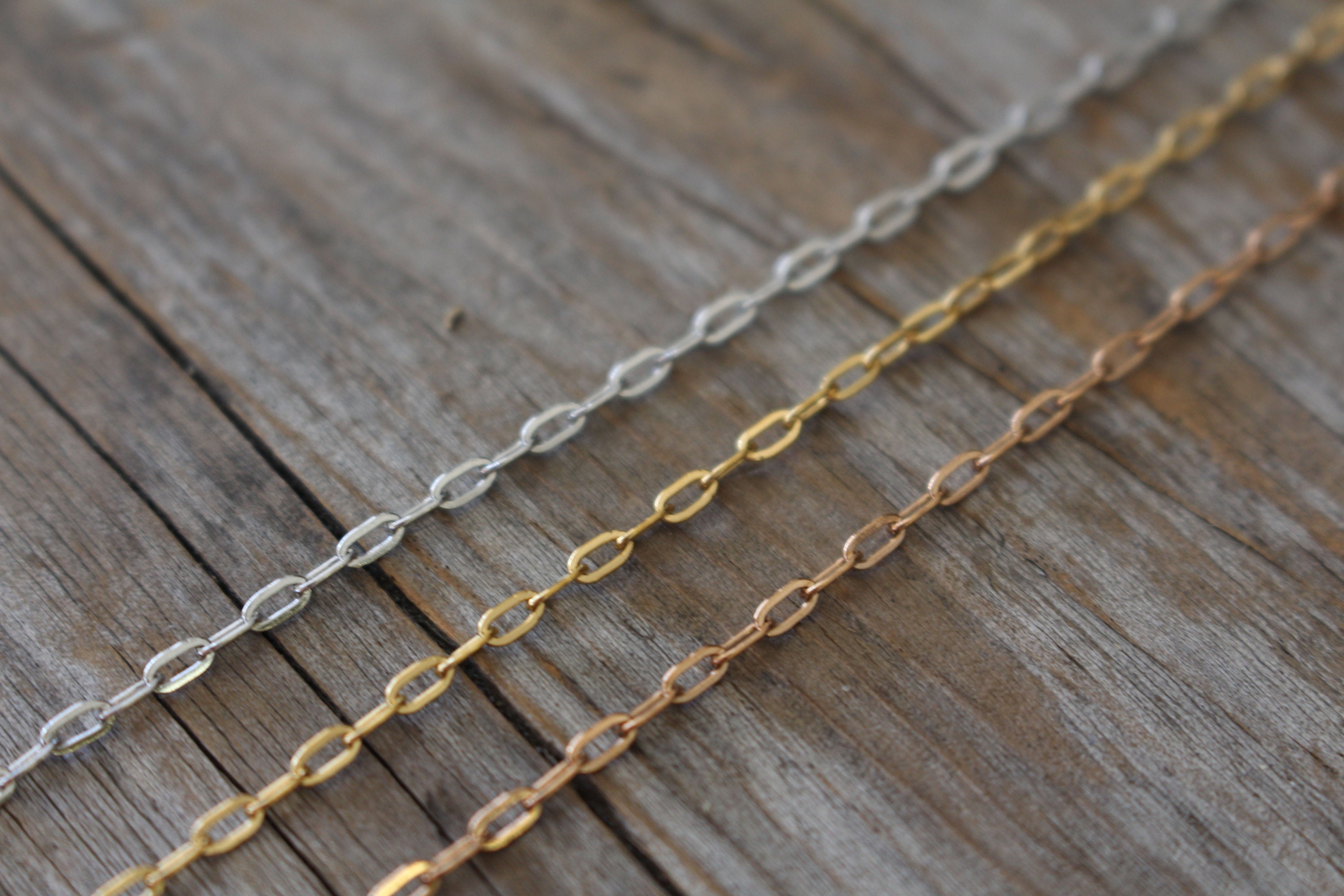 Tarnish Free Stainless Steel Flat Link Chain – Gold, Silver, Rose Gold ...
