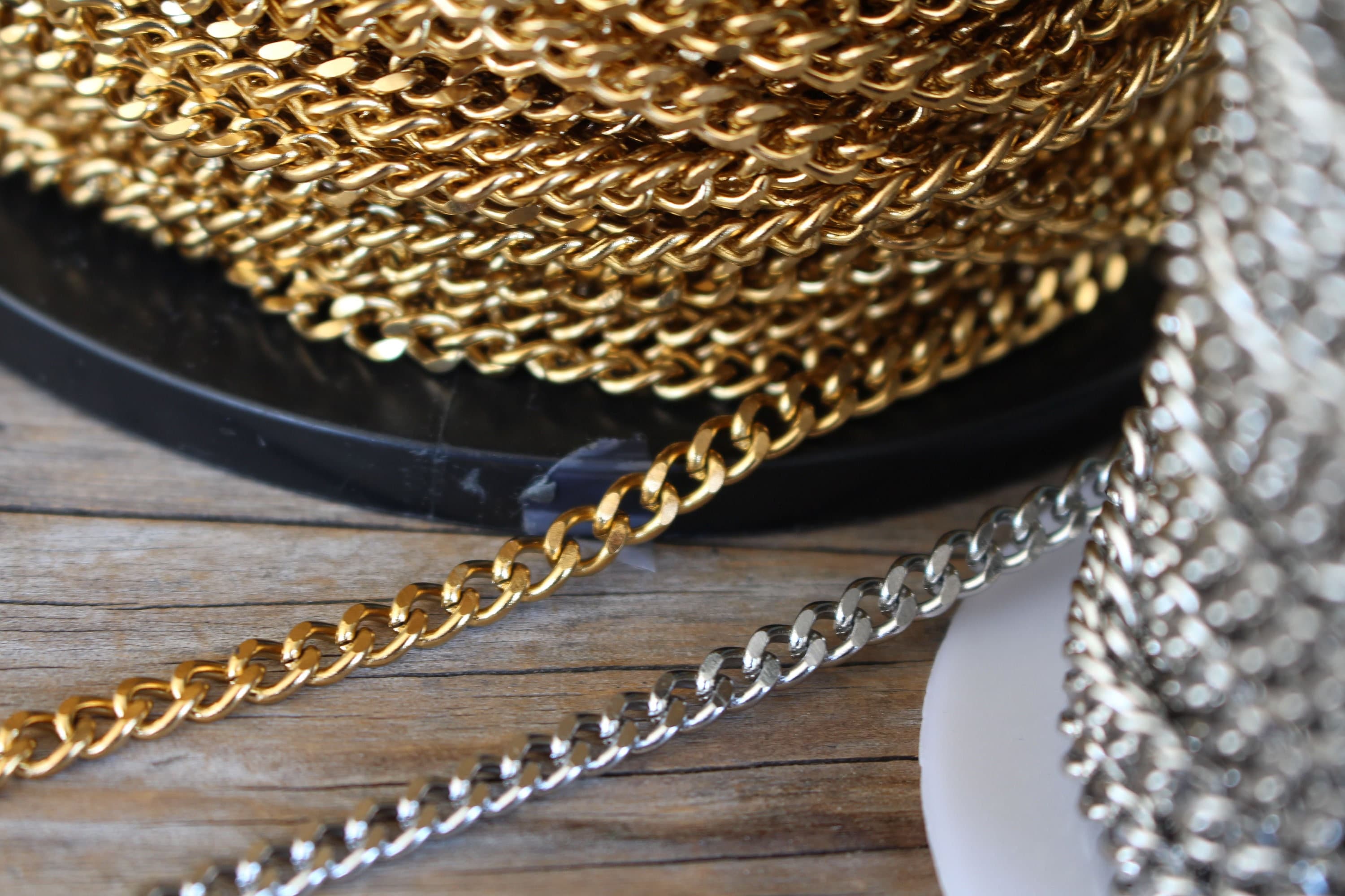 Stainless Steel Flat Chain Non-tarnish Gold Silver Chains - Etsy