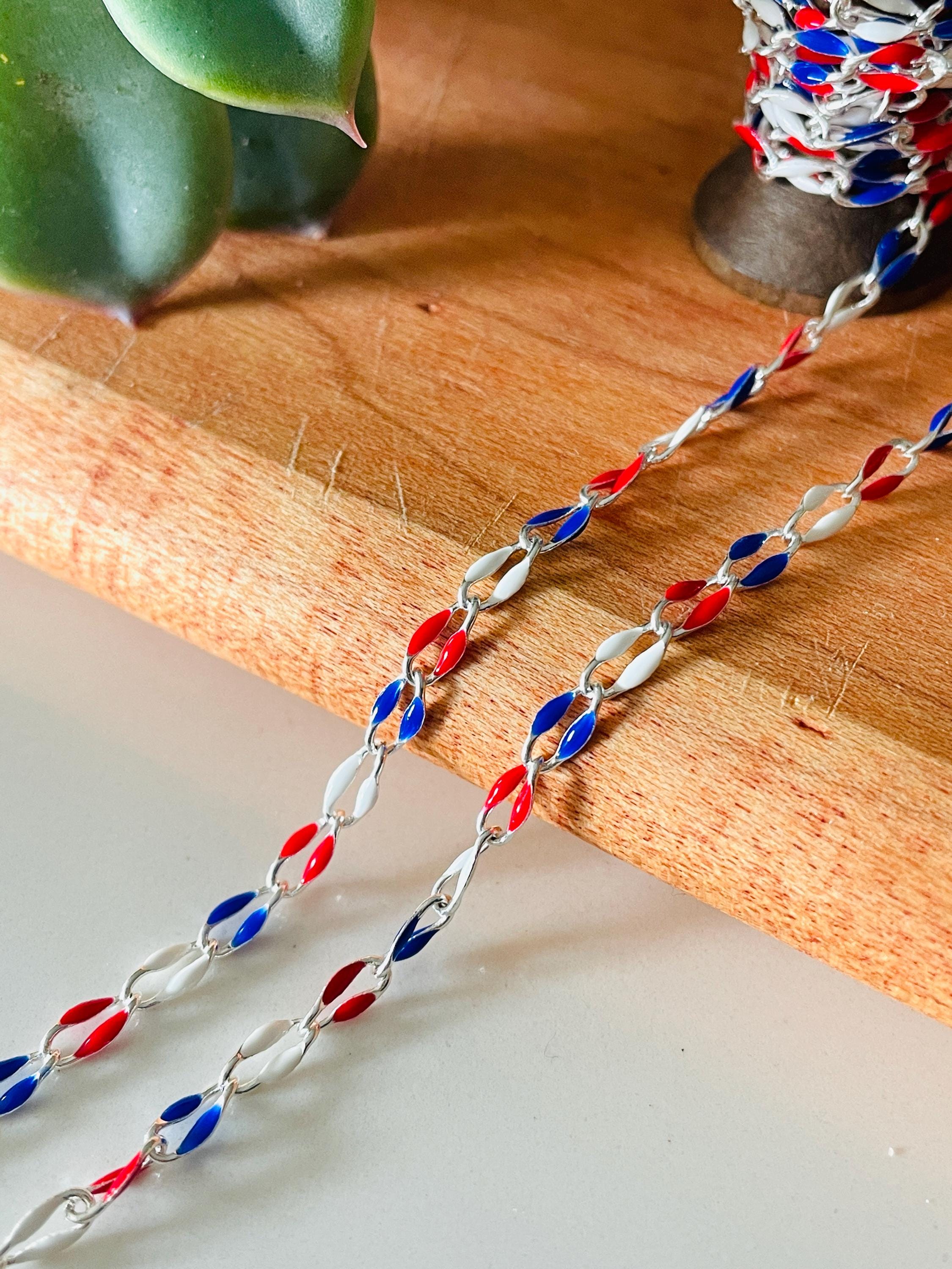 Multi-color Enamel Chains on Spool by the Foot - 18k Gold, Navy, Black ...