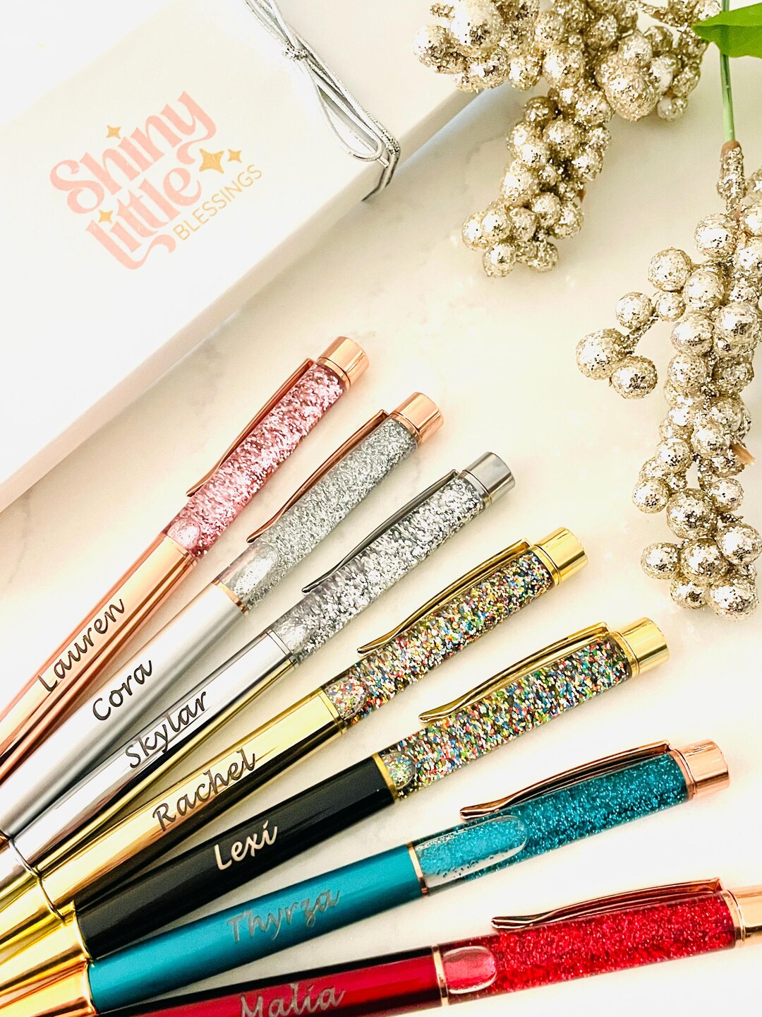 Glitter Pen - Personalized Custom Laser Engraved Rose Gold Pen ...