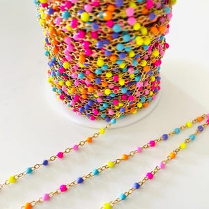 Enamel Ball Chains Neon - Satellite Bead Cable Chain Silver 18k Gold ...