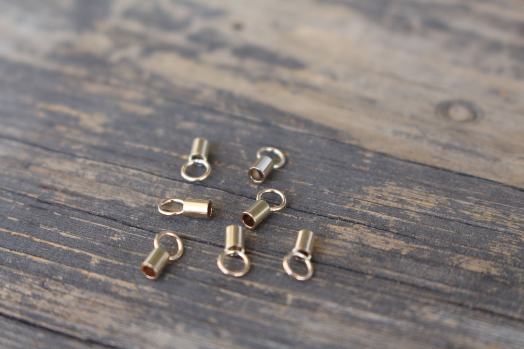 Crimp Tube 18k Gold With Loop - 1 Set 2 Pieces - 1mm or 1.5mm - Etsy