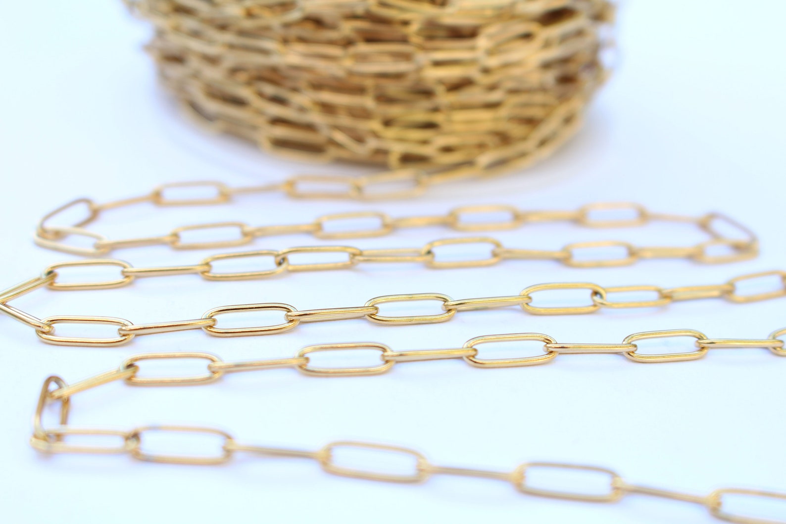 Paperclip Gold Oval Link Chain Wholesale Chains DIY Jewelry | Etsy