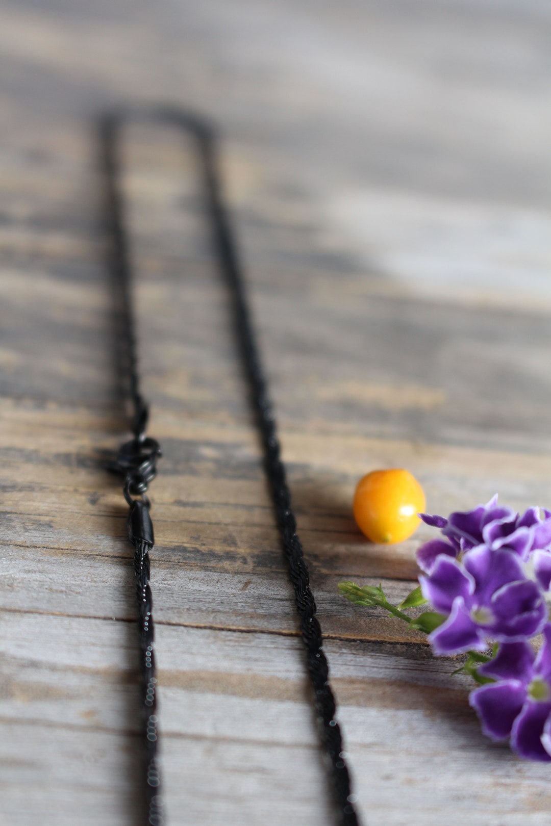 Black Rope Chain Necklace Stainless Steel - Tarnish Free Waterproof ...