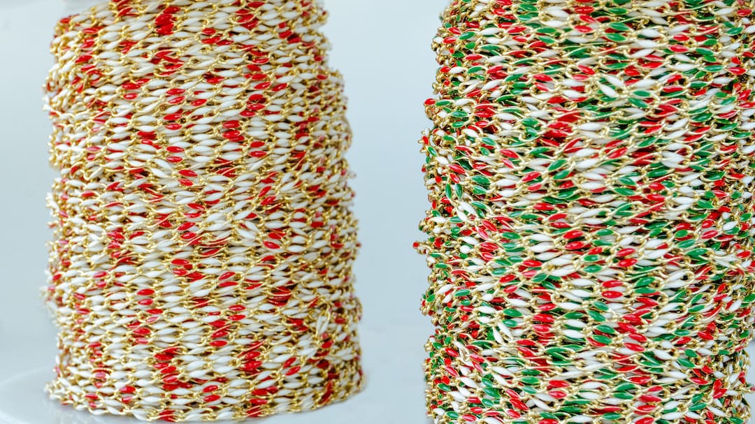 Enamel 18k Gold Finished Chains by the Foot - Red Green White Gold ...