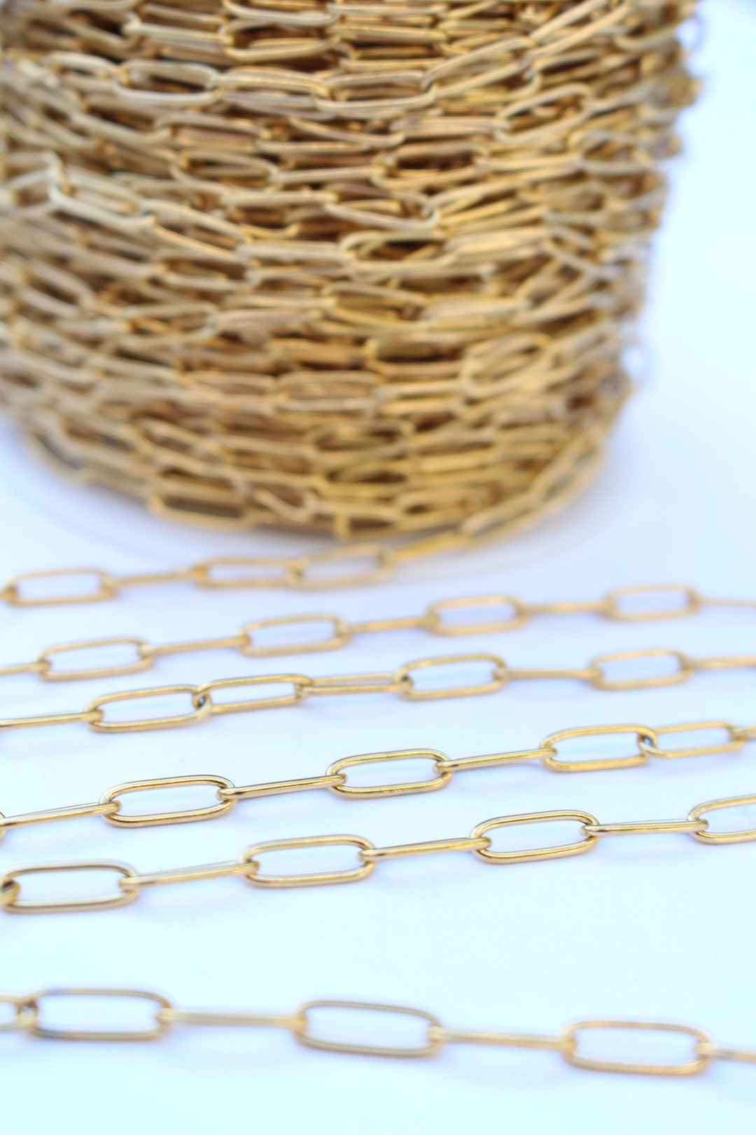 Paperclip Gold Oval Link Chain , Wholesale Chains DIY Jewelry Making ...