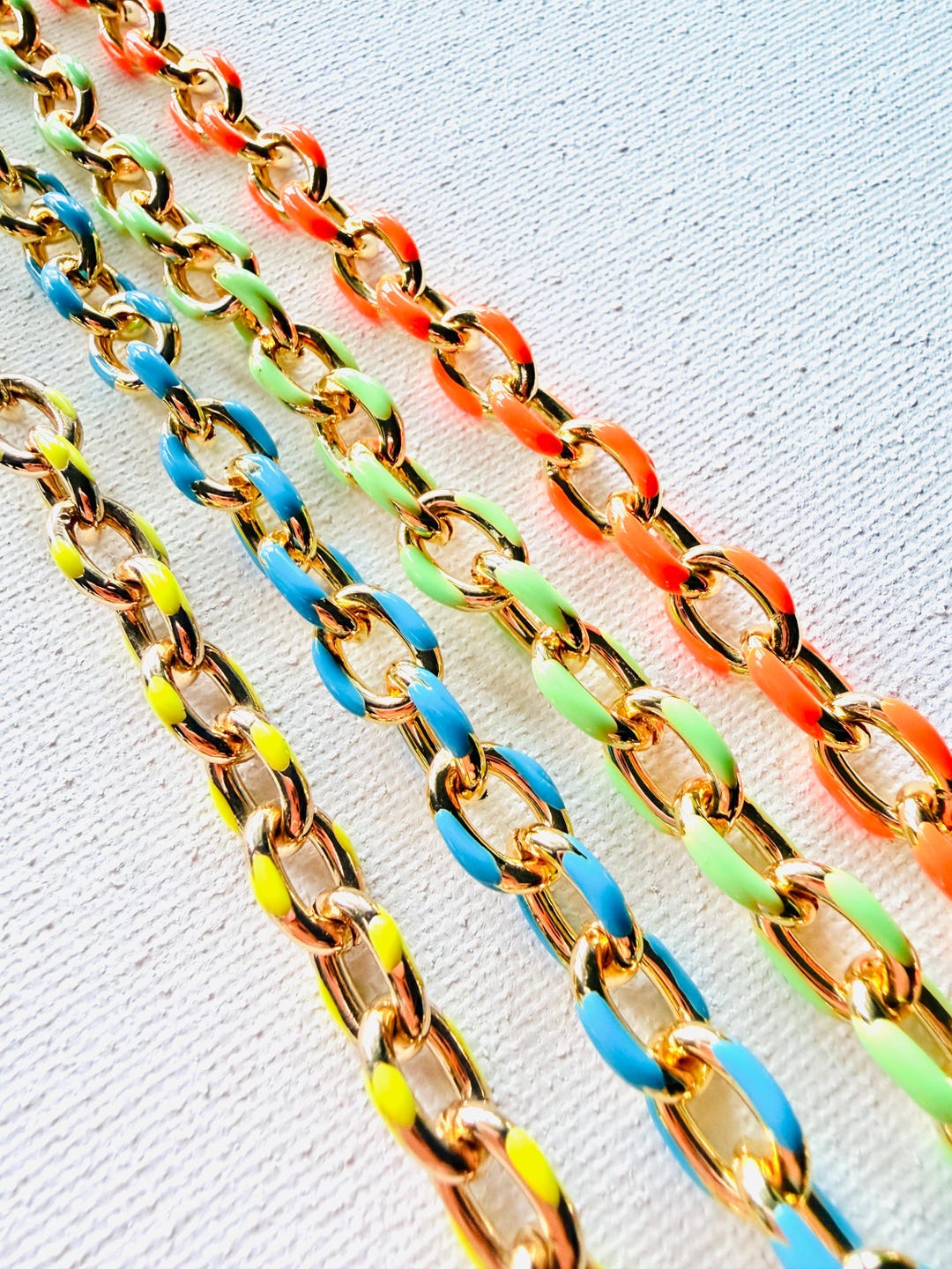 Neon Enamel 18k Gold Chains - Wholesale Bulk DIY Jewelry Making ...