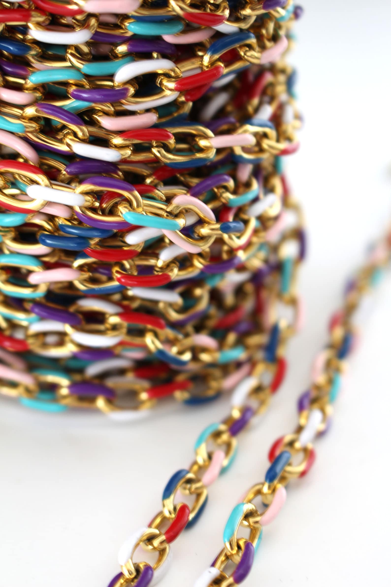 Enamel Gold Chains Pink Purple White Black Multi Colored - Etsy