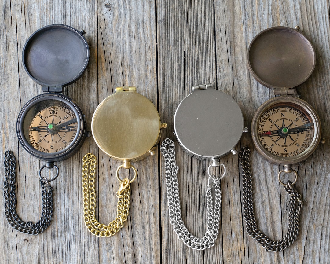 Personalized Engraved Compass: Gold, Silver, Antique Bronze and Dark ...