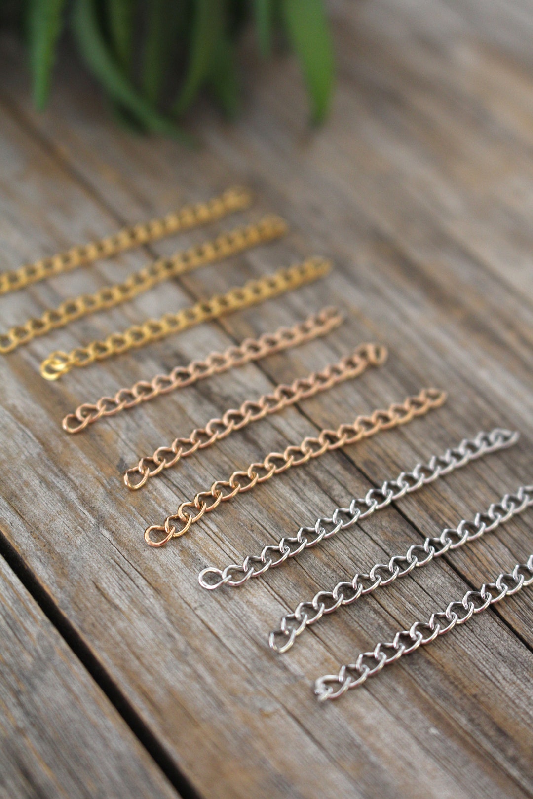 10 Extender Chains - Extensions Stainless Steel - Silver Gold Rose Gold ...