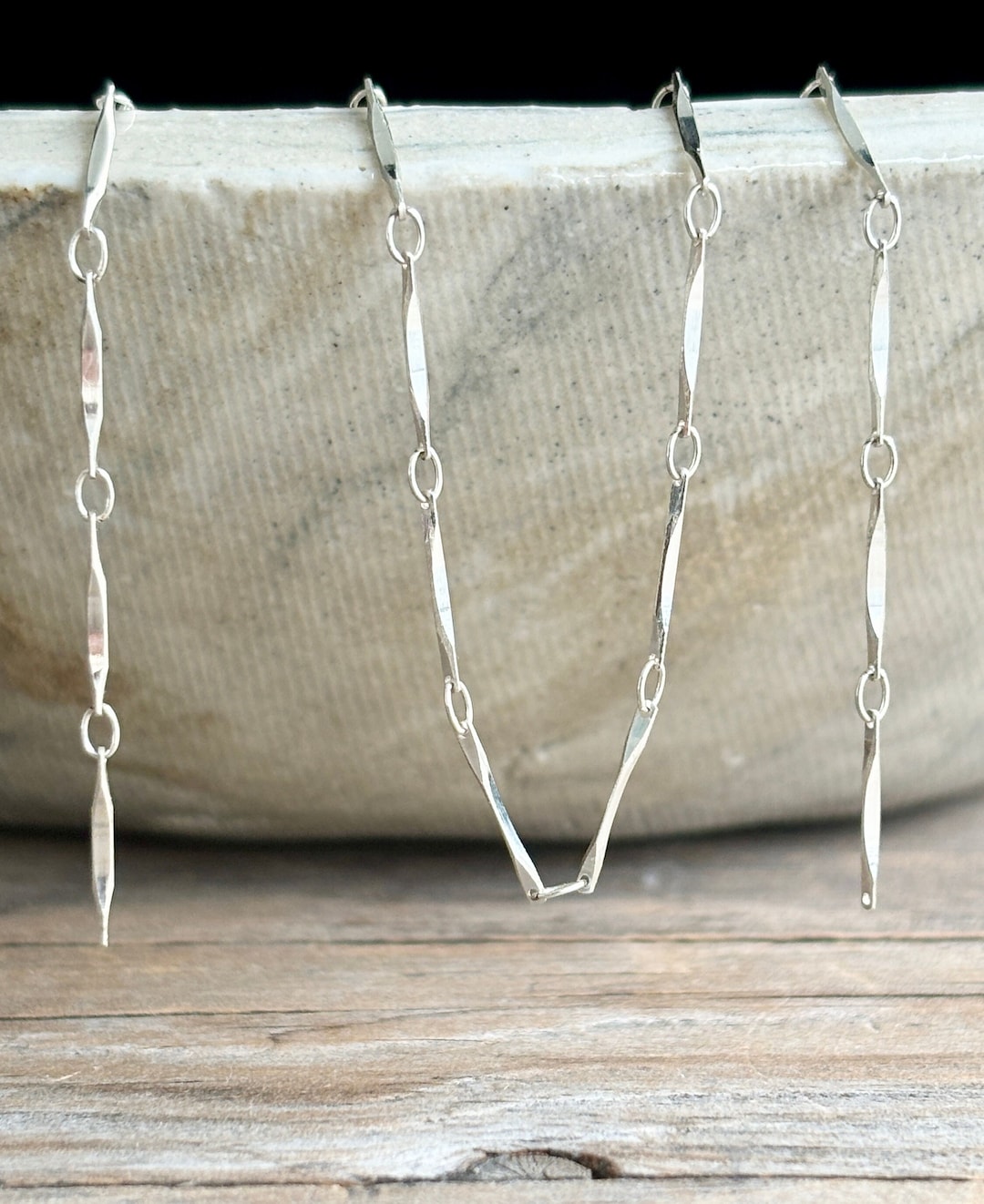 Bulk 925 Sterling Silver Bar and Dapped Link Chain Unfinished for DIY ...
