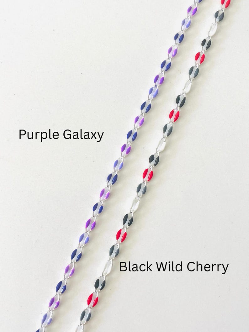 Enamel Chains by the Foot - Multicolor Silver for Permanent Jewelry ...