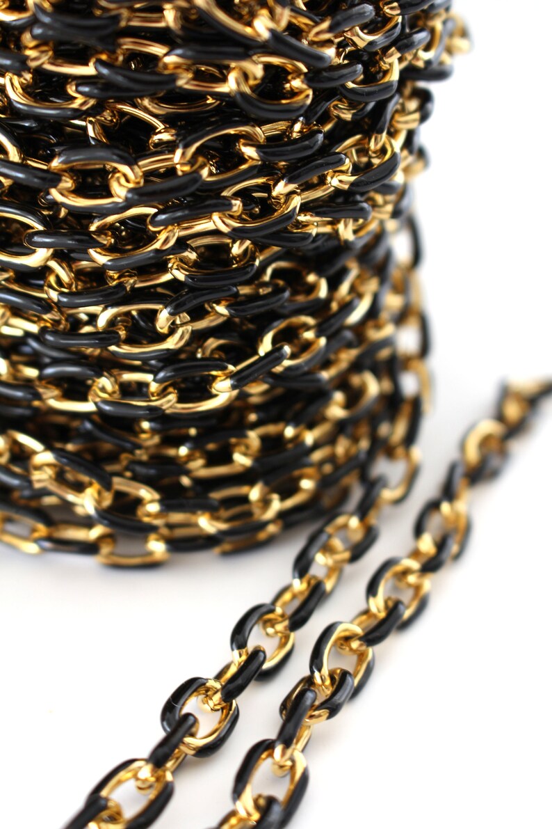 Enamel Cable Link Chain - 18k Gold, Stainless Steel DIY Jewelry - Etsy UK