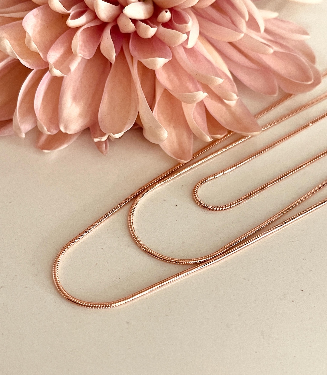 14K Rose Gold Snake Chain - Birthday Gift Necklace for Women 1mm 16 18 ...