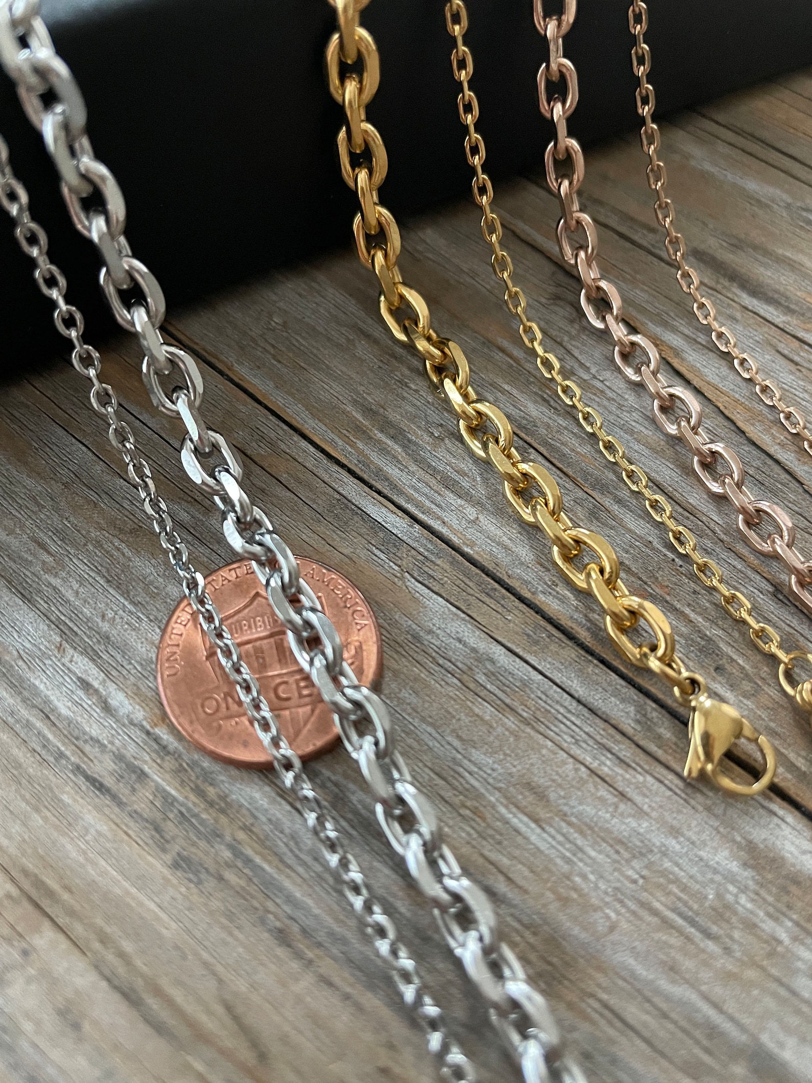 Stainless Steel Chain Link Necklaces Men Women Unisex 18k - Etsy