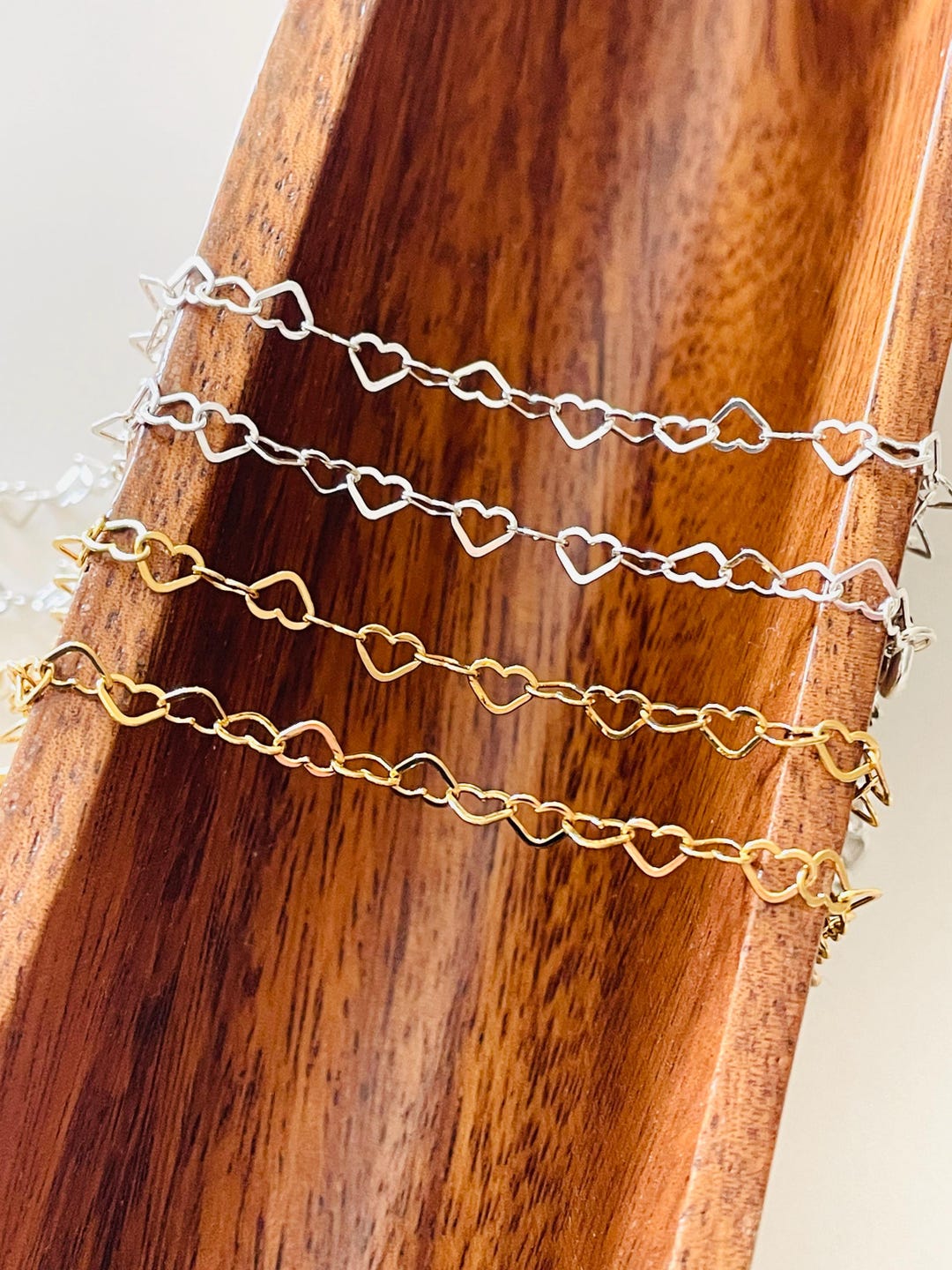 4mm Heart Chains in 925 Sterling Silver and 18k Gold - Permanent ...