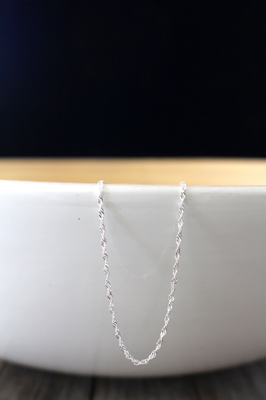 Silver Singapore Chain Necklace Diamond Cut 925 Sterling Silver ...