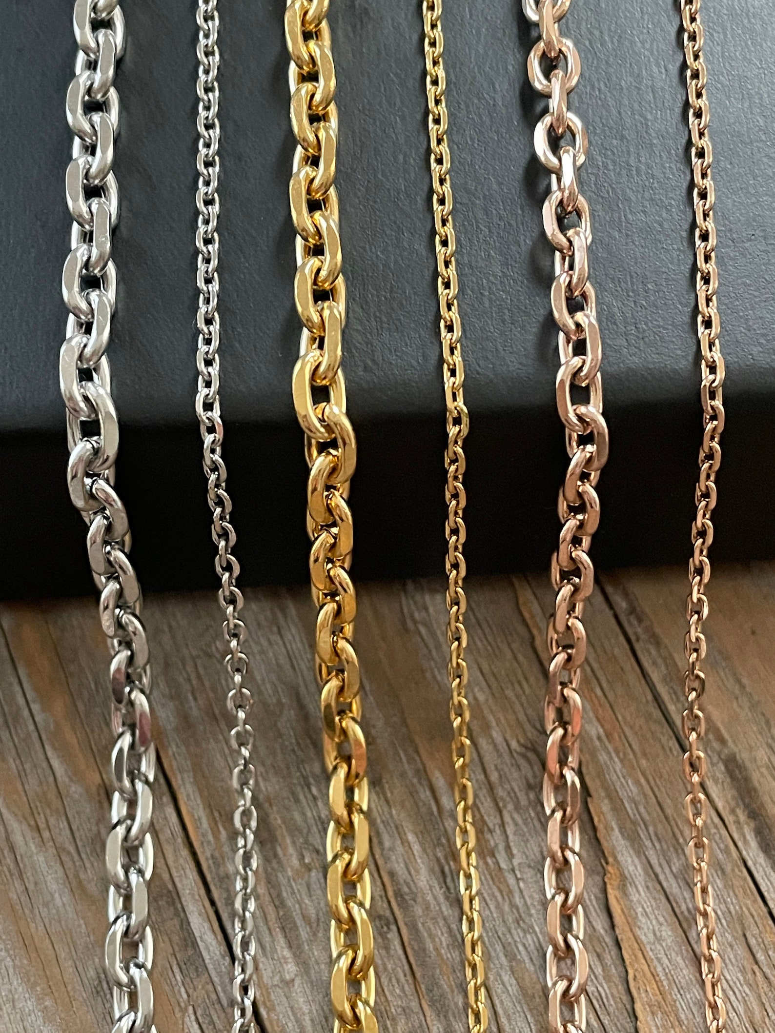 Stainless Steel Chain Link Necklaces Men Women Unisex 18k - Etsy