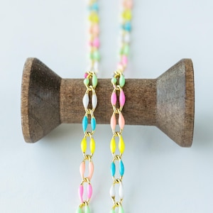Enamel Chains - Pastel 18k Gold Multi Color - Wholesale Bulk Chain on ...