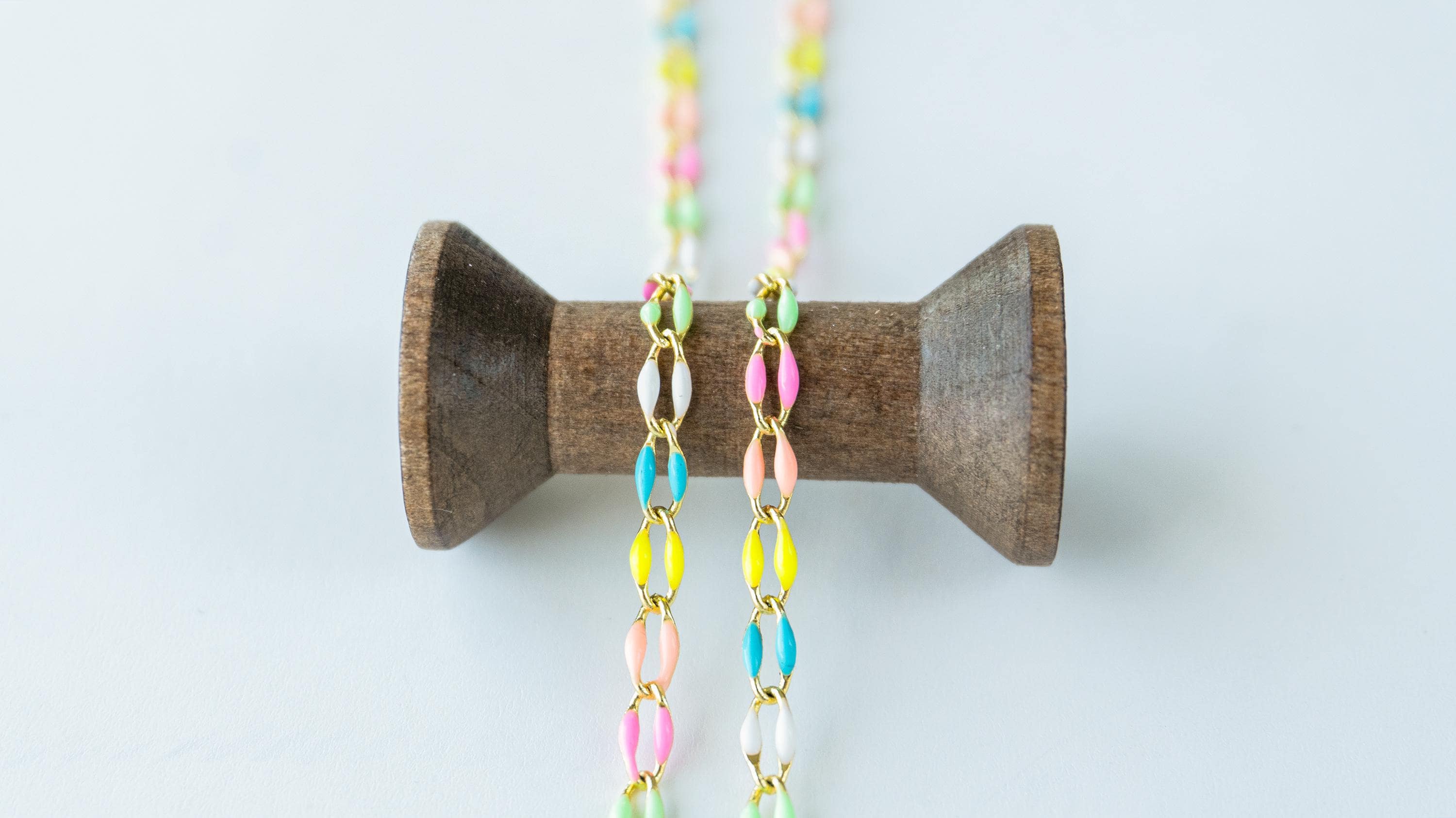 Enamel Chains - Pastel 18k Gold Multi Color - Wholesale Bulk Chain on ...
