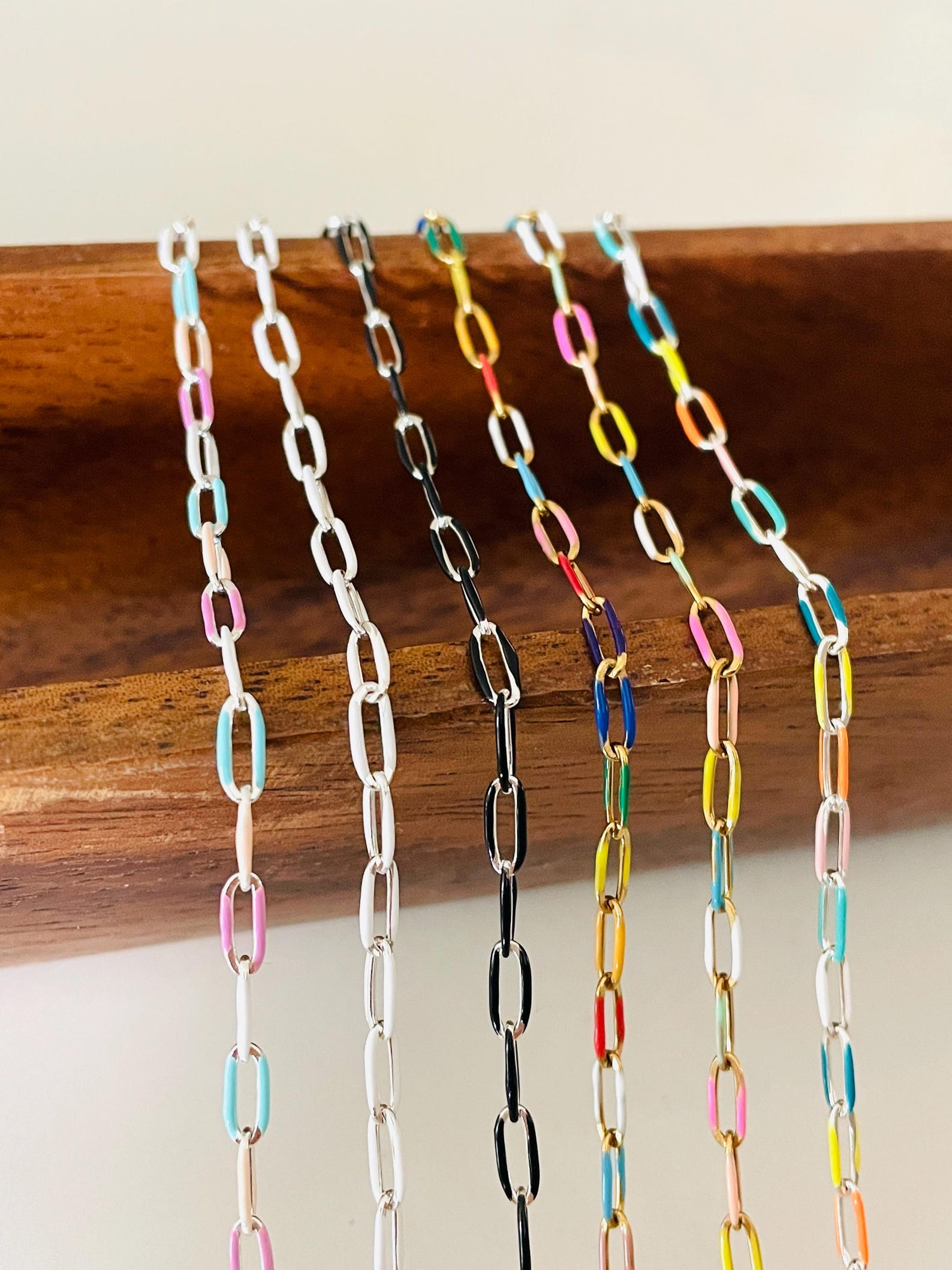 Enamel Paperclip Chain – Pastel & Primary Colors, Gold Rolo Chain Spool ...