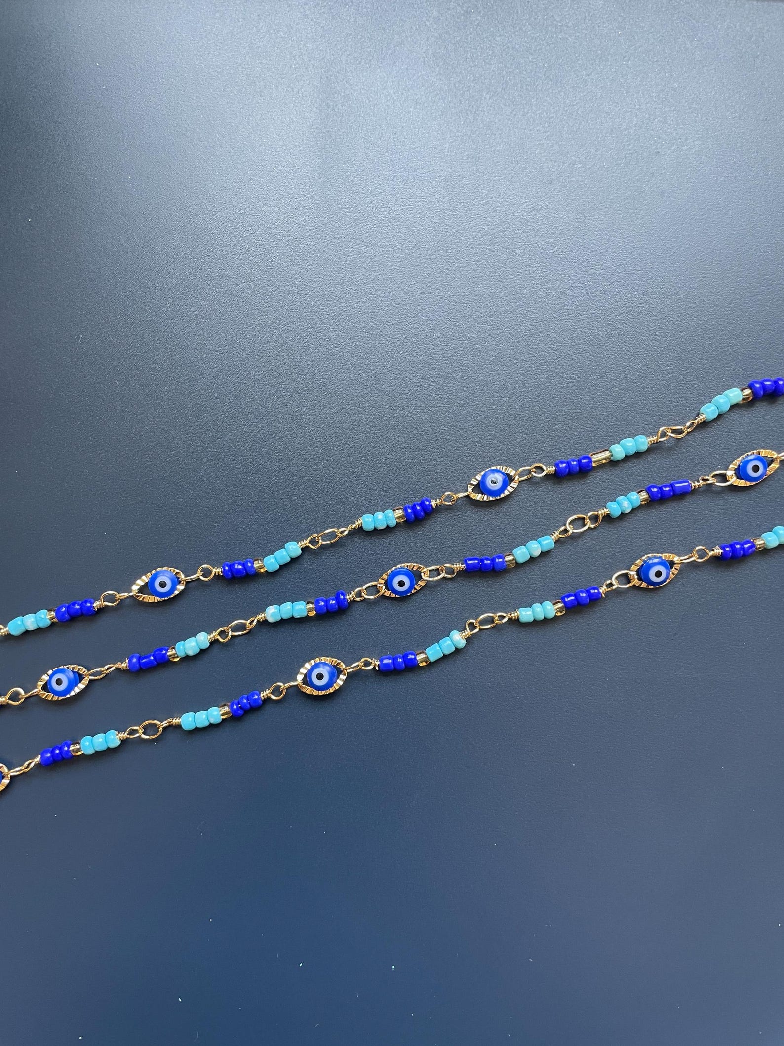 18k Gold Blue Enamel Evil Eye Chain - Beaded Jewelry Making - Etsy