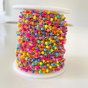 Enamel Ball Chains Neon - Satellite Bead Cable Chain Silver 18k Gold ...