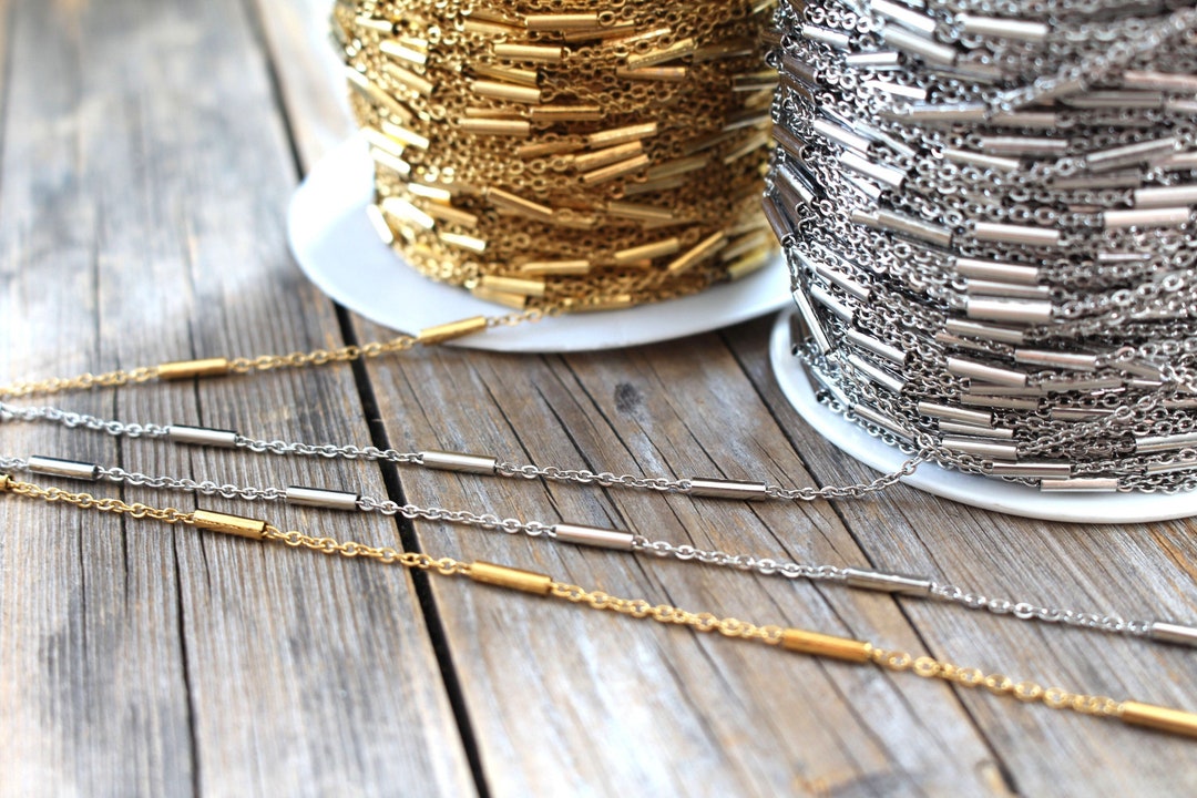 Gold and Silver Tube Chain Stainless Steel - Tarnish Free Waterproof ...