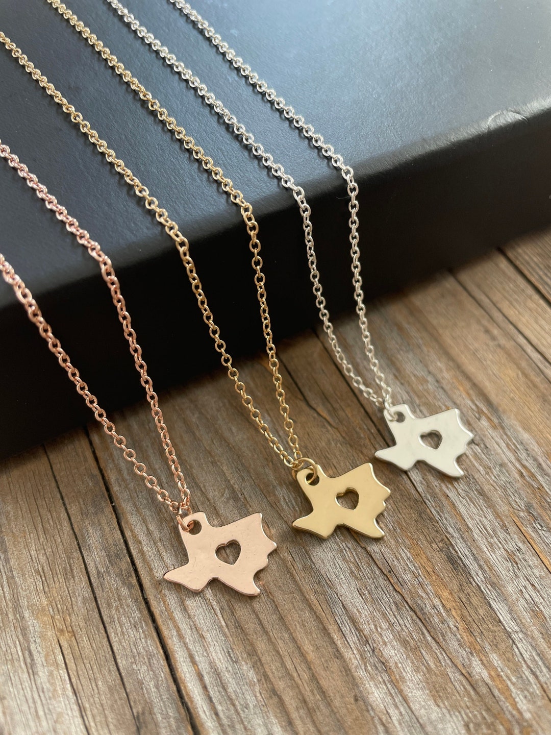 Texas Necklace Silver Gold Rose Gold - State Charm Necklaces - Etsy