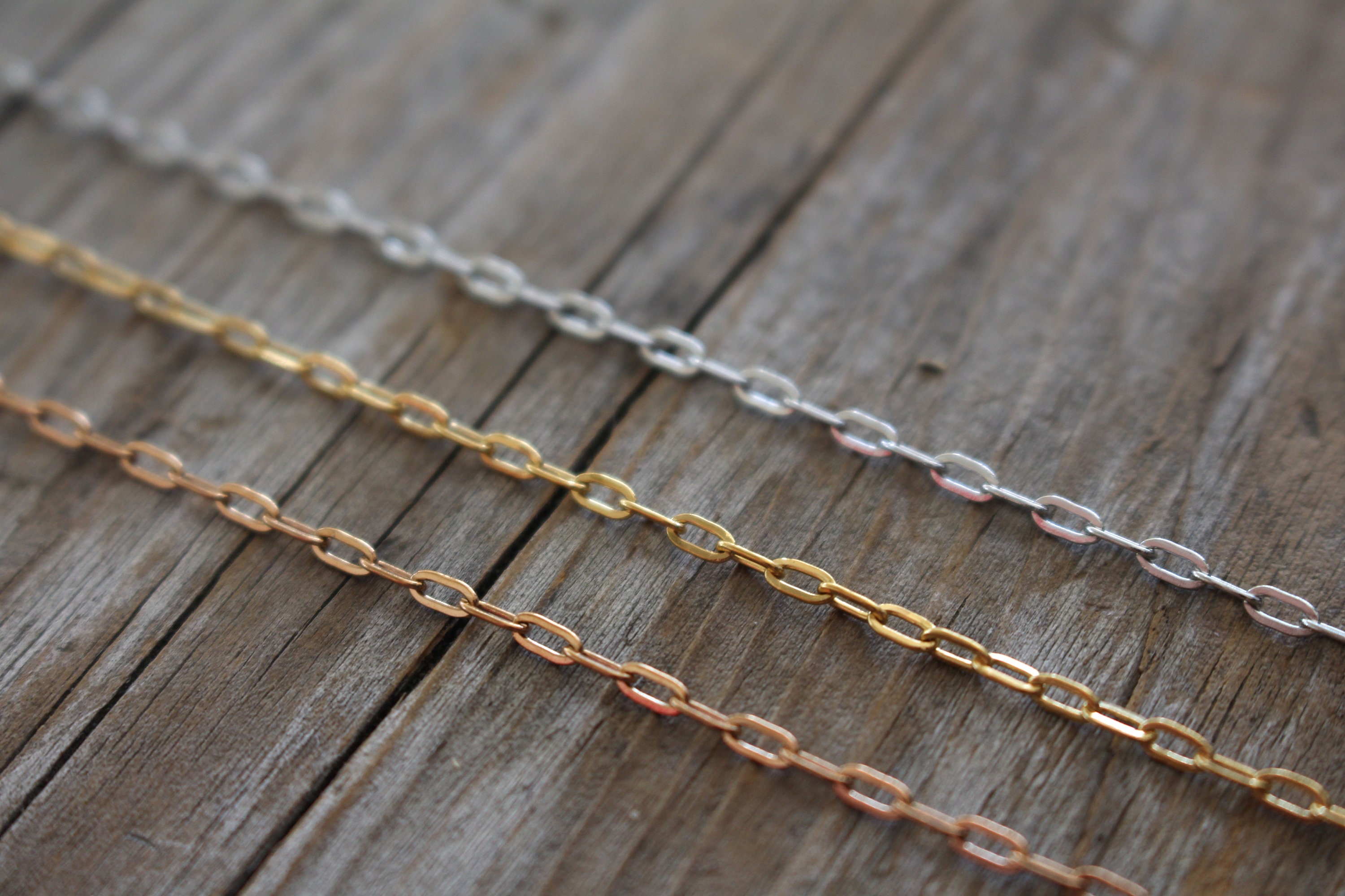 Tarnish Free Stainless Steel Flat Link Chain – Gold, Silver, Rose Gold ...