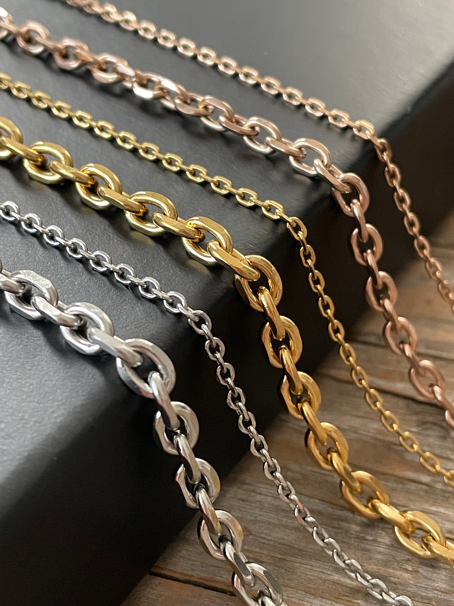 Stainless Steel Chain Link Necklaces Men Women Unisex 18k - Etsy