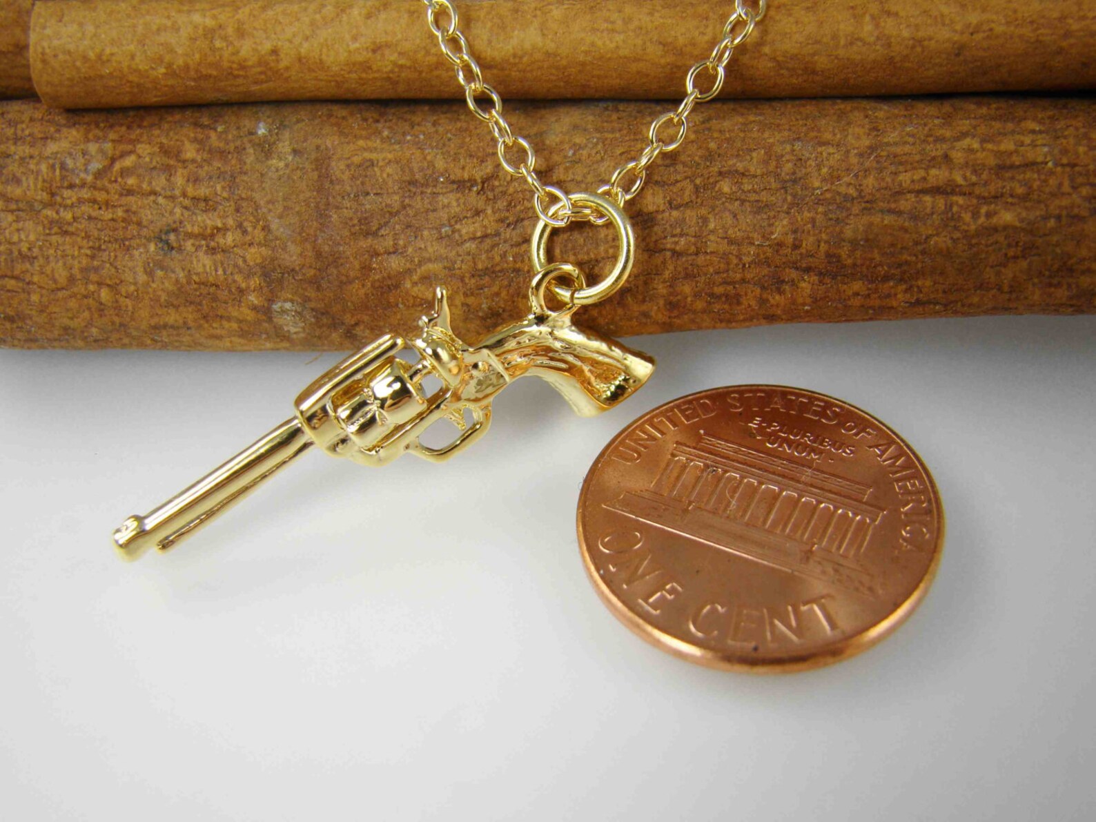 Gold Gun Necklace Gun Charm Necklace Revolver Pendant - Etsy