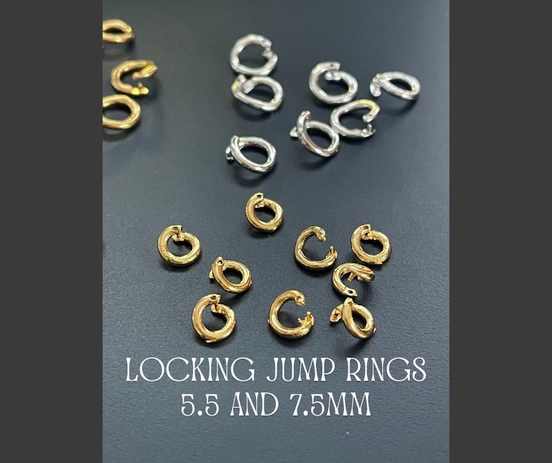 10 Gold Silver White Silver Locking Jump Rings 5.5mm 7.5mm - Stainless ...