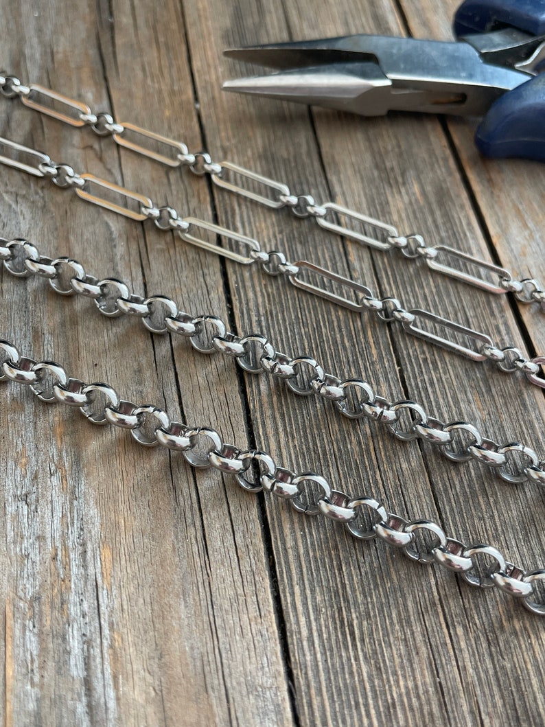 Silver Stainless Steel Chains - Paperclip & Rolo Styles - Etsy UK